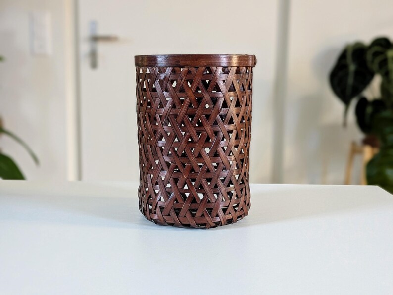 Vintage Japanese Hanakago Bamboo Basket | Cylindrical Ikebana Vessel - Etsy