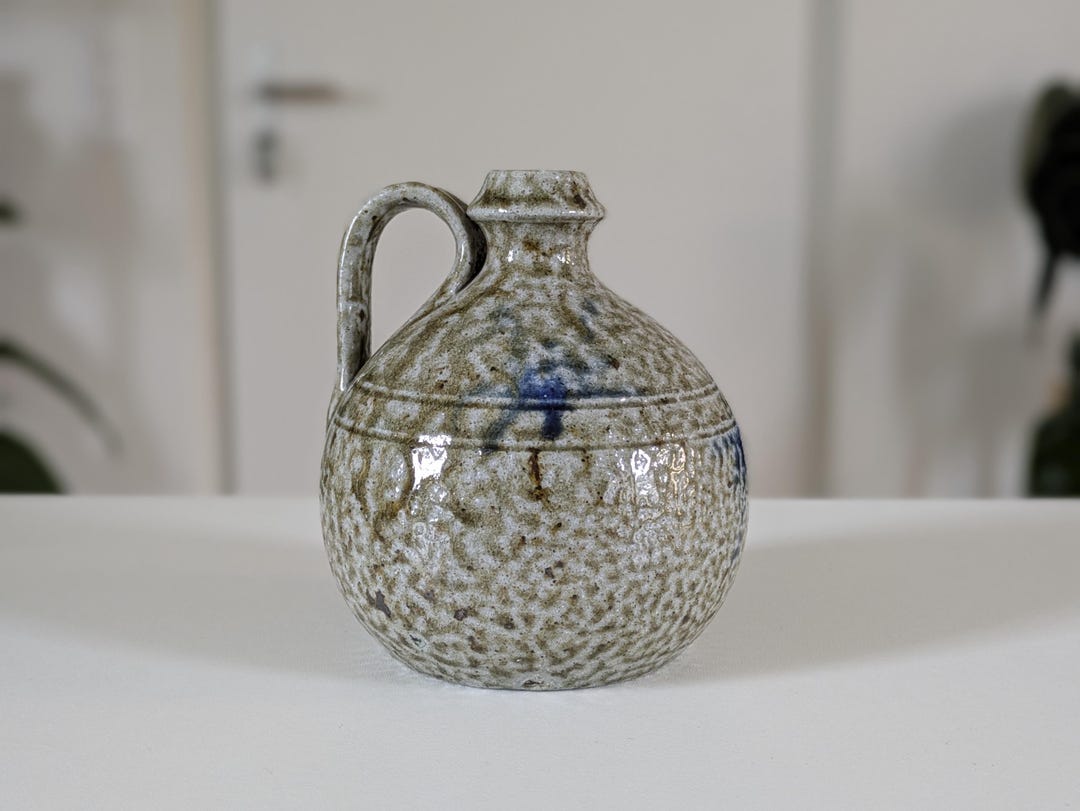 1960's Jugtown Pottery Salt-glaze Jug | Cobalt Blue Accents - Etsy