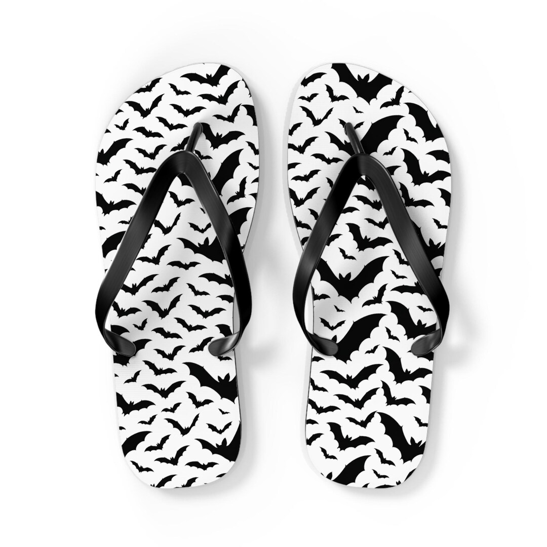 Halloween Bat Flip Flops, Cute Summer Sandals, Trendy Beach Footwear ...
