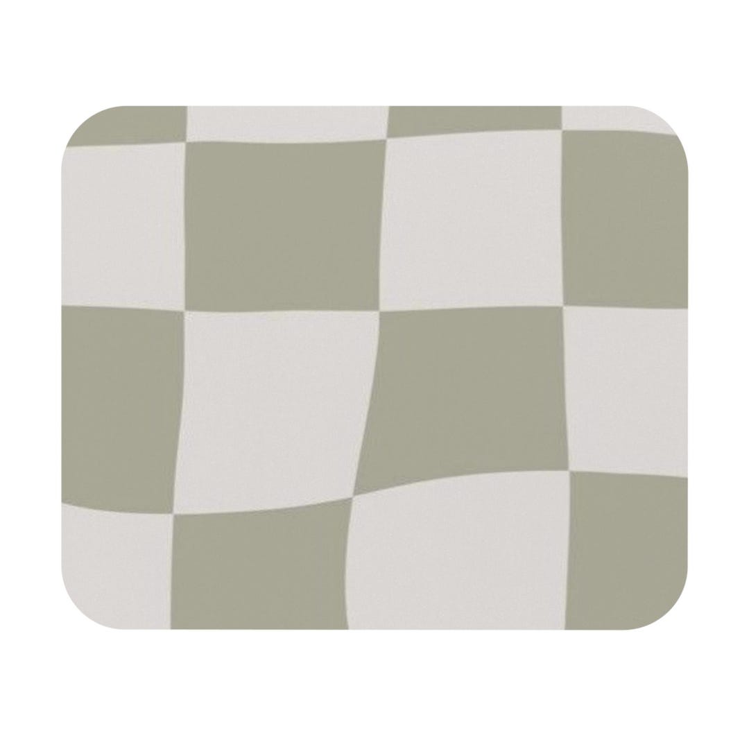 Wavy Checkerboard Mouse Pad | Neutral Sage Grid Desk Mat - Etsy