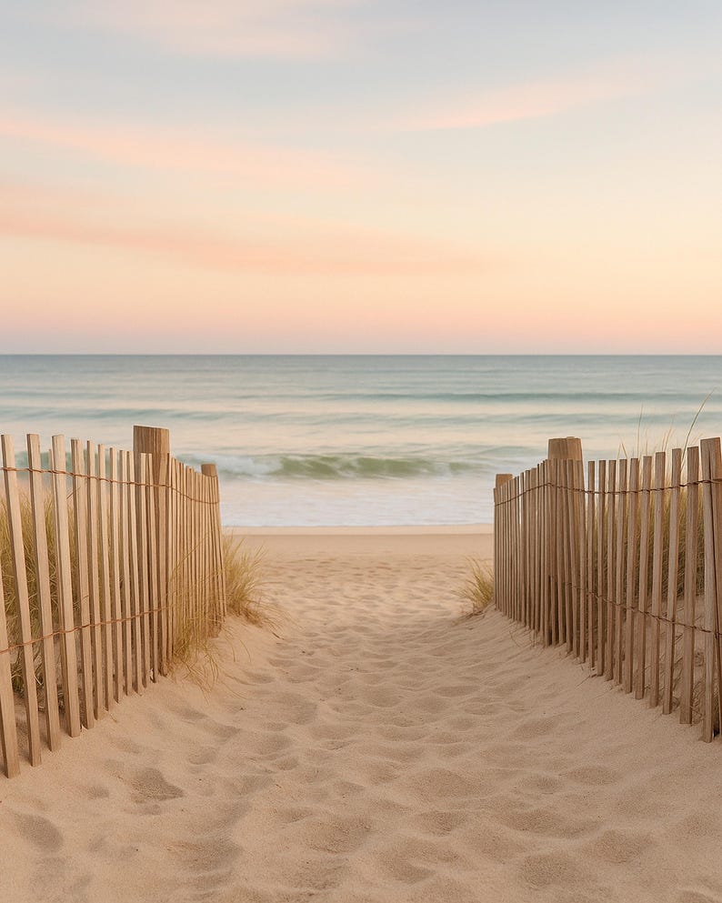 Tranquil Beach Path Wall Art | Sand Fence Coastal Printable | Calm ...