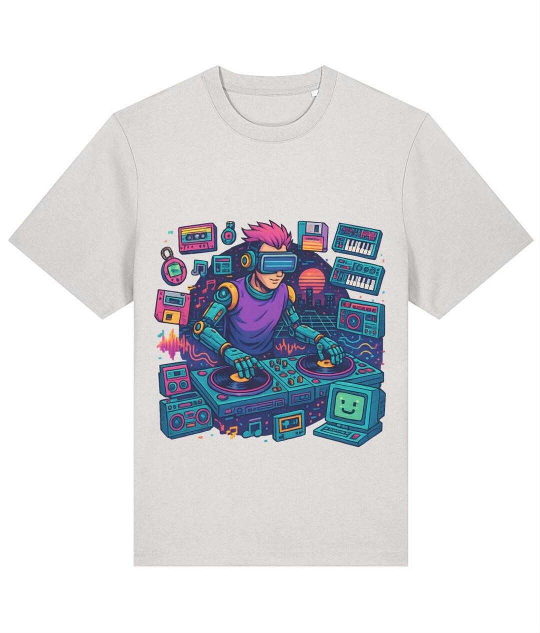 Cyberpunk DJ Retro 90s Tech & Music Tee - Etsy