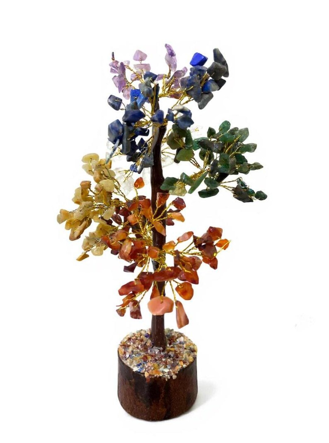 Handmade 7 Chakra Crystal Tree, Rainbow Gemstone Sculpture, Meditation ...
