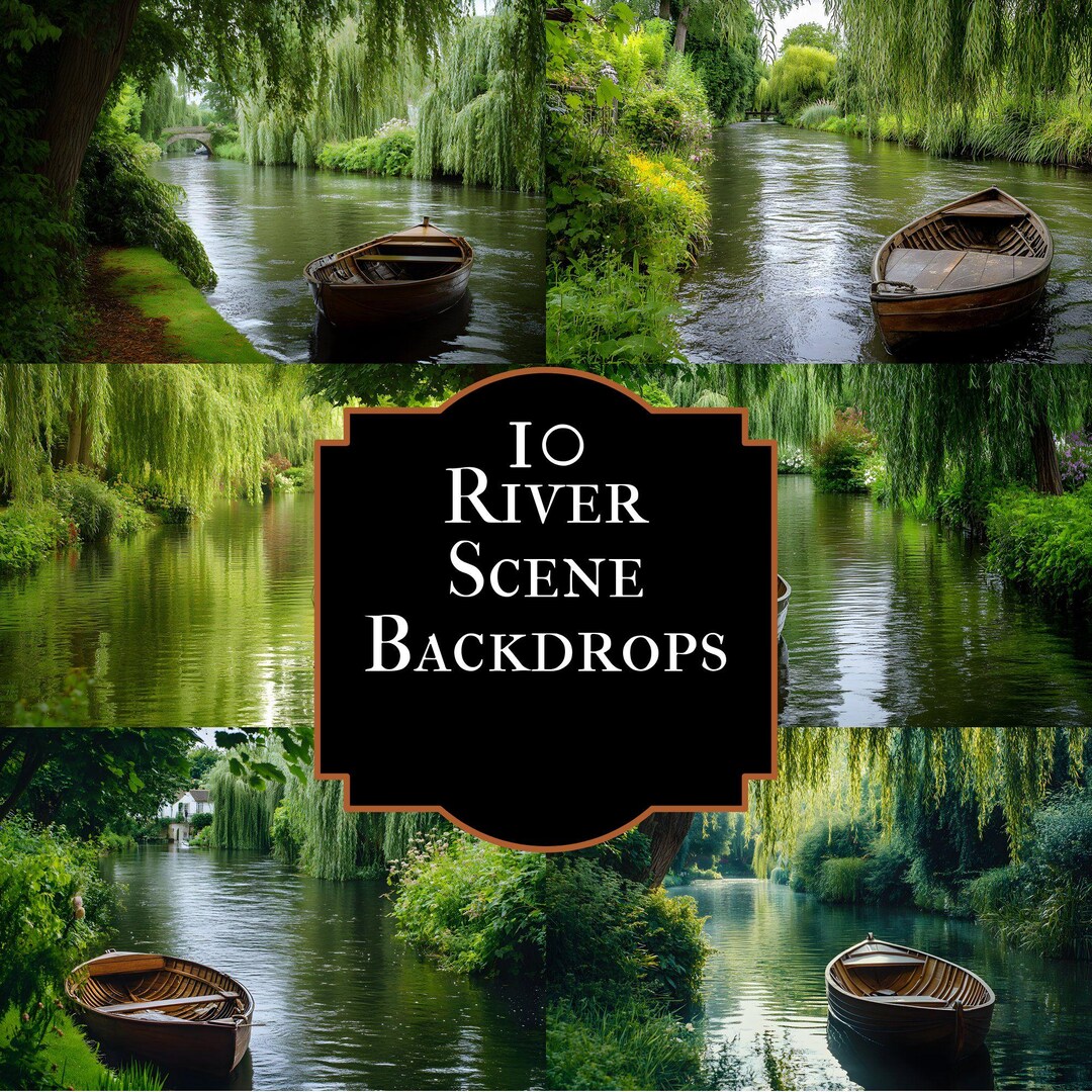 Riverside Digital Backdrop, Serene Background for Photography, Tranquil ...