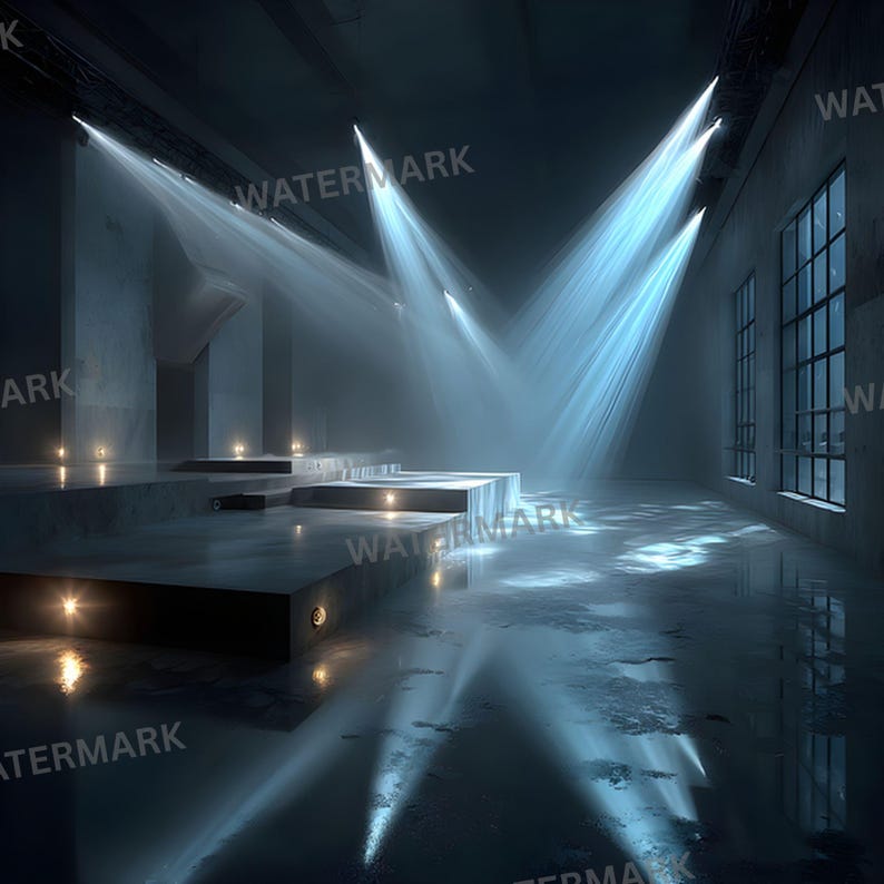 Blue Kpop Stage Digital Backdrop, Concert Background for Photography ...