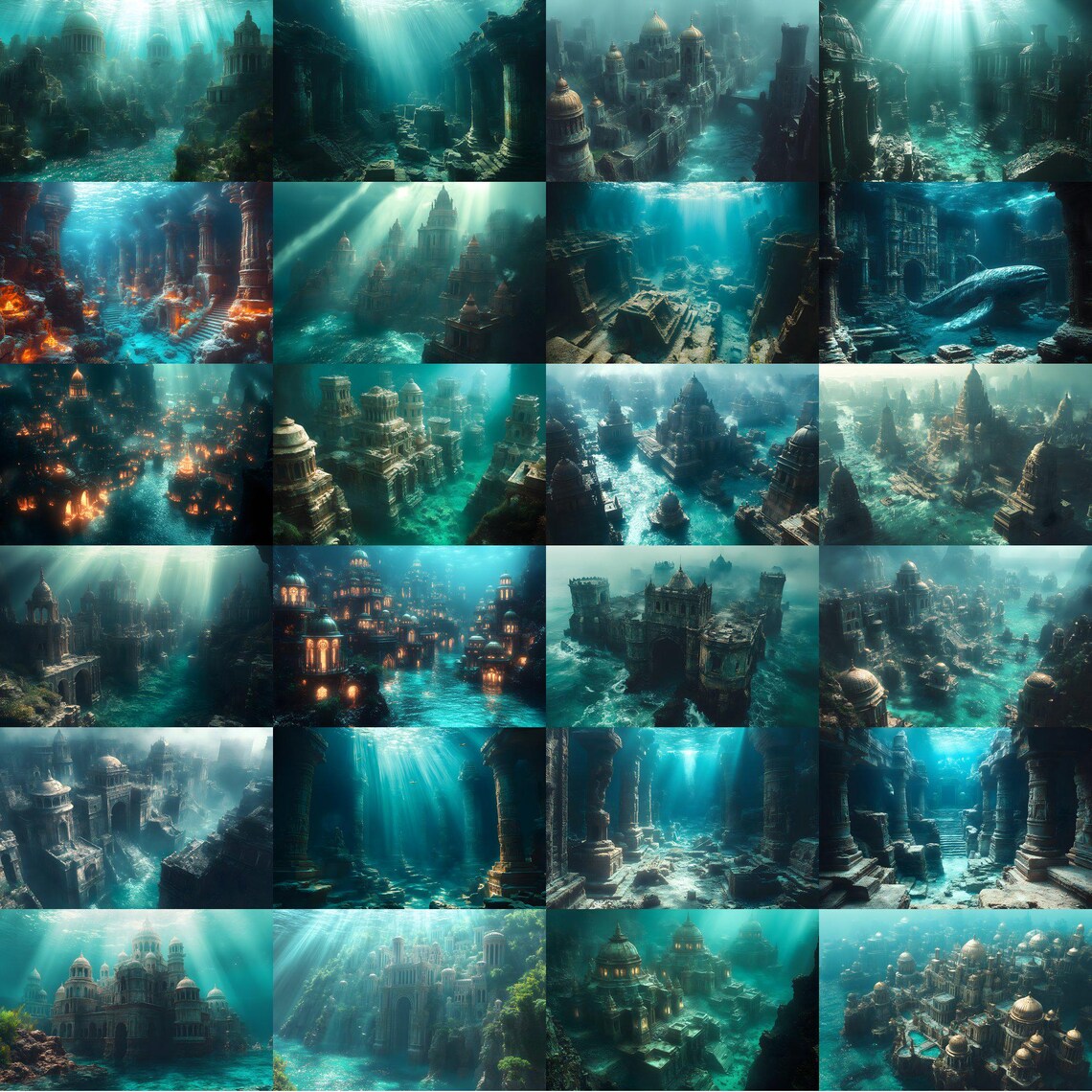 Atlantis Digital Backdrop, Underwater Fantasy Background, Mythical City ...