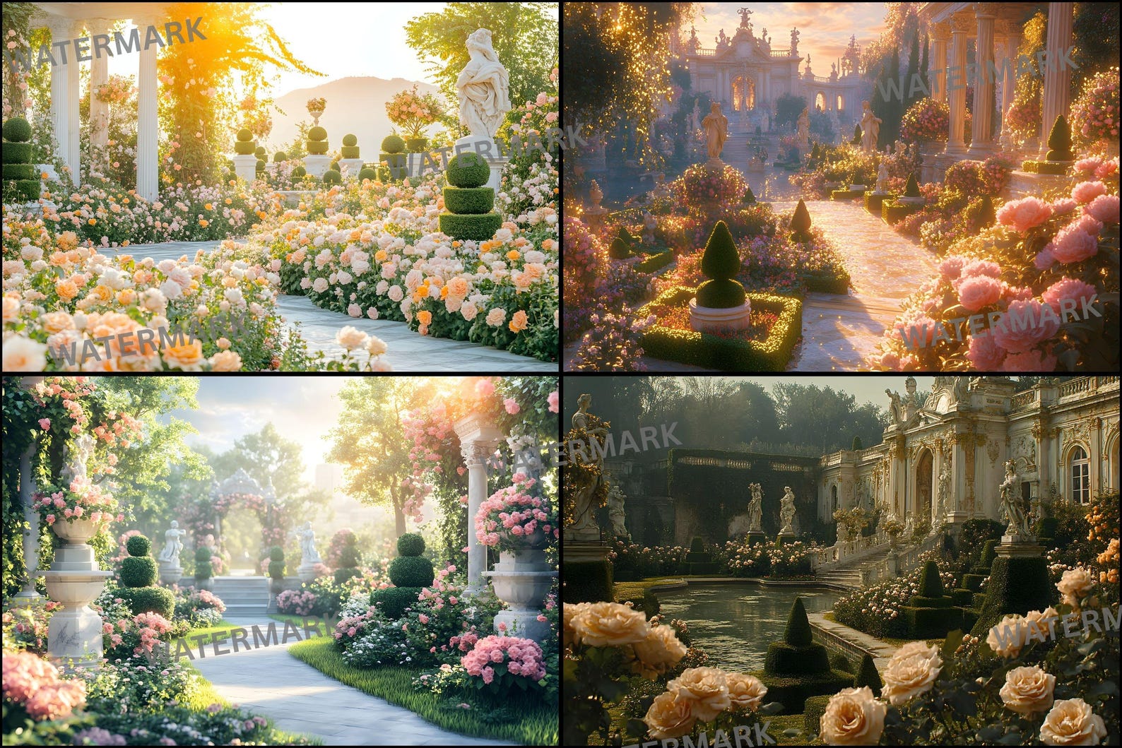 Lush Baroque Garden Digital Backdrop, Topiary Background for ...