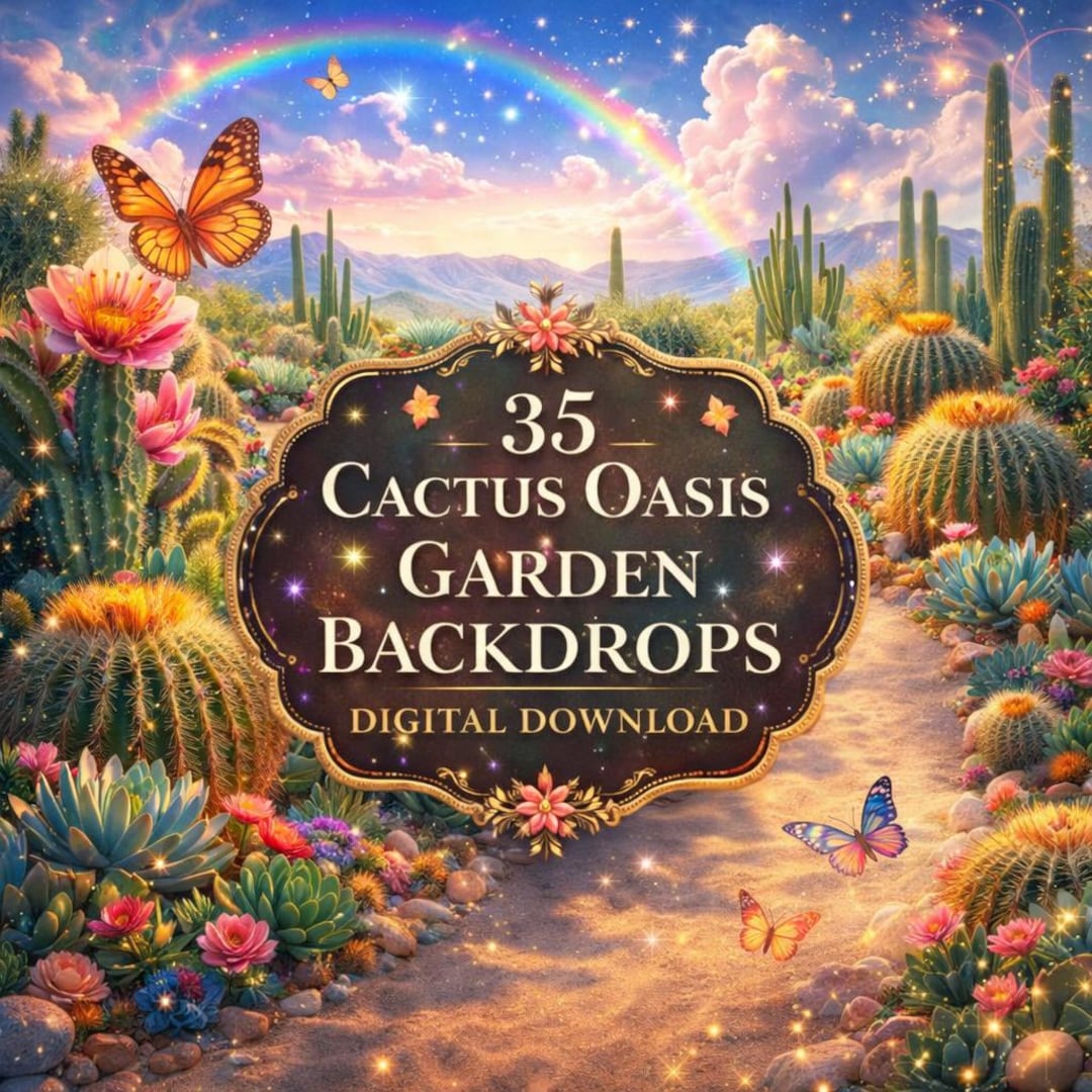 35 Cactus Oasis Garden Backdrops, Desert Botanical Path Scenes ...