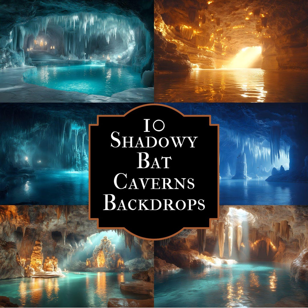 Shadowy Bat Cavern Digital Backdrop, Spooky Halloween Background ...