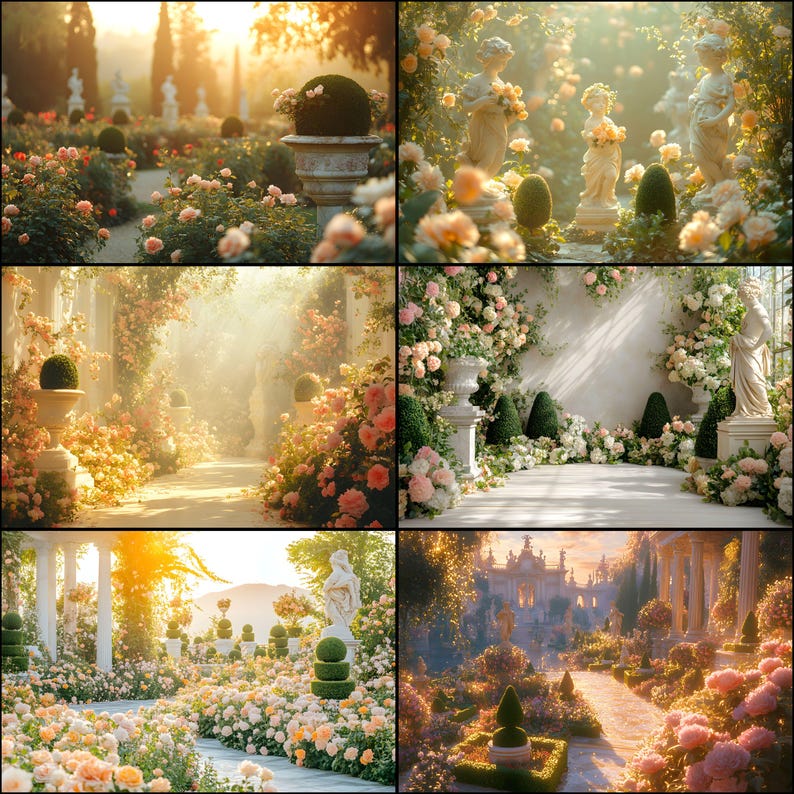 Lush Baroque Garden Digital Backdrop, Topiary Background for ...