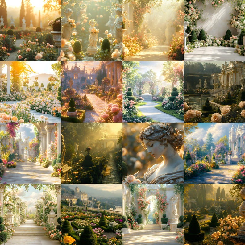 Lush Baroque Garden Digital Backdrop, Topiary Background for ...