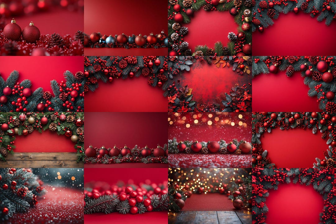 Red Christmas Digital Backdrops - 180 Festive Holiday Textures - Etsy