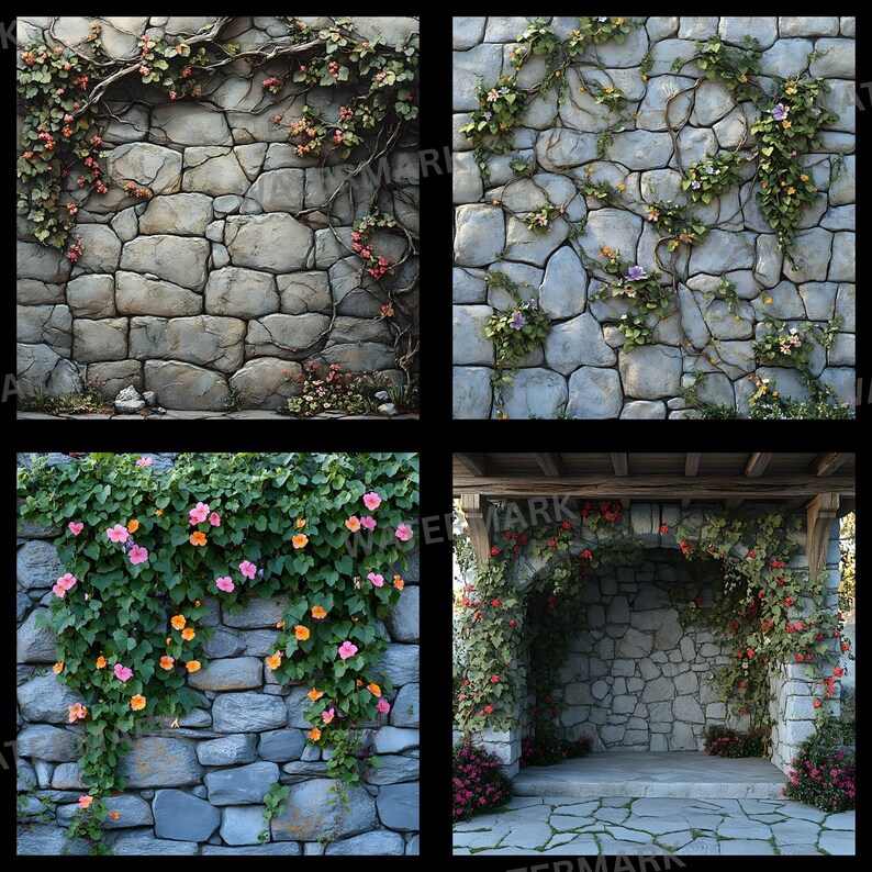 Elegant Stone Wall Digital Backdrop, Photography Background for ...