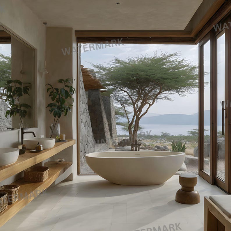 Luxury Bathroom Digital Backdrop, Modern Spa Background, Elegant ...