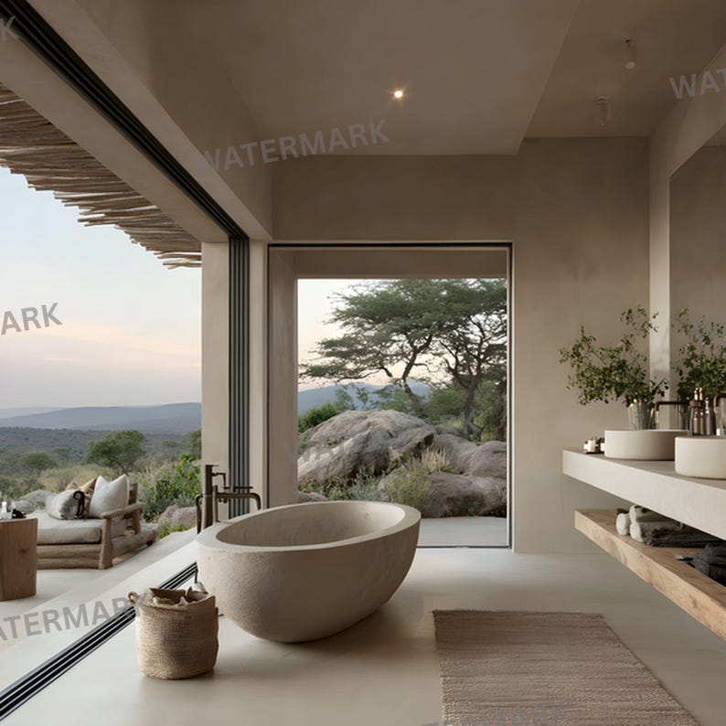Luxury Bathroom Digital Backdrop, Modern Spa Background, Elegant ...