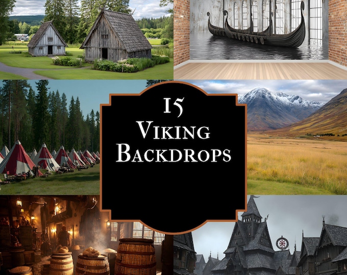 Viking Digital Backdrop With PNG Costumes, Viking Cosplay Portrait ...