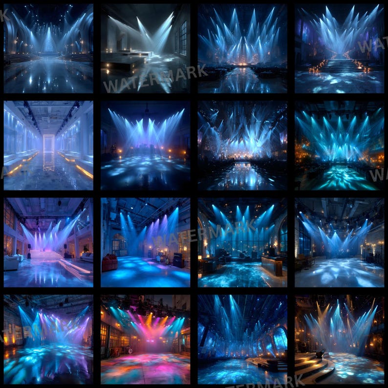 Blue Kpop Stage Digital Backdrop, Concert Background for Photography ...