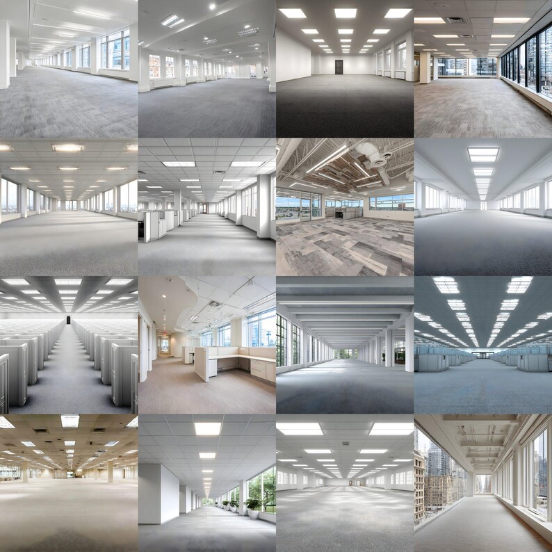 Empty Office Cubicles Digital Backdrop, Modern Business Background ...