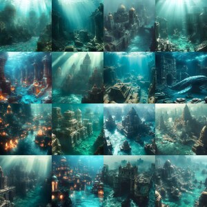 Atlantis Digital Backdrop, Underwater Fantasy Background, Mythical City ...