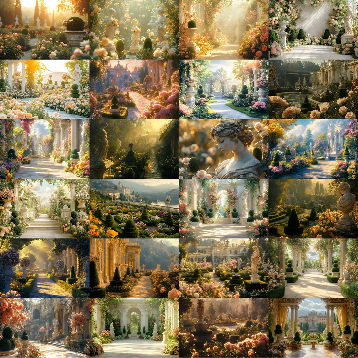 Lush Baroque Garden Digital Backdrop, Topiary Background for ...