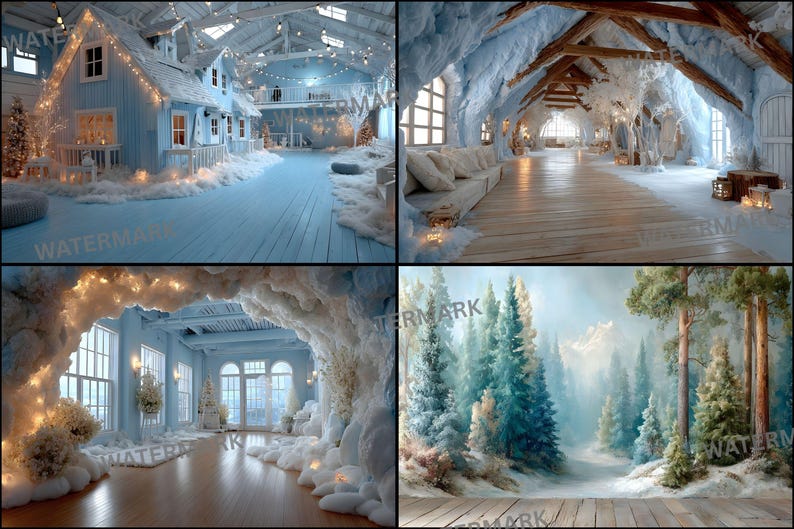 Winter Wonderland Digital Backdrop, Indoor Christmas Background ...