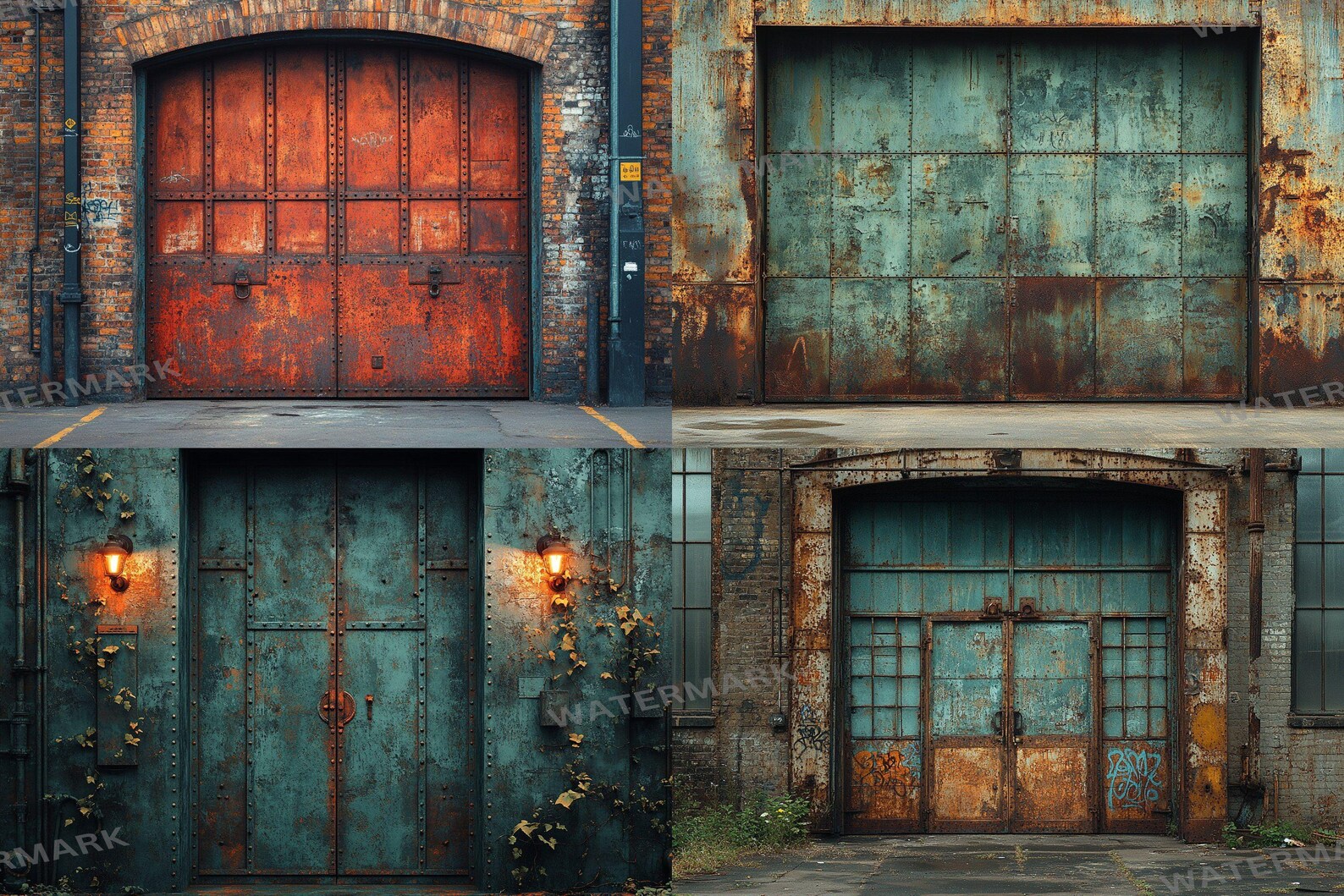 Industrial Warehouse Digital Backdrops, Rusty Metal Door, Urban Grunge ...