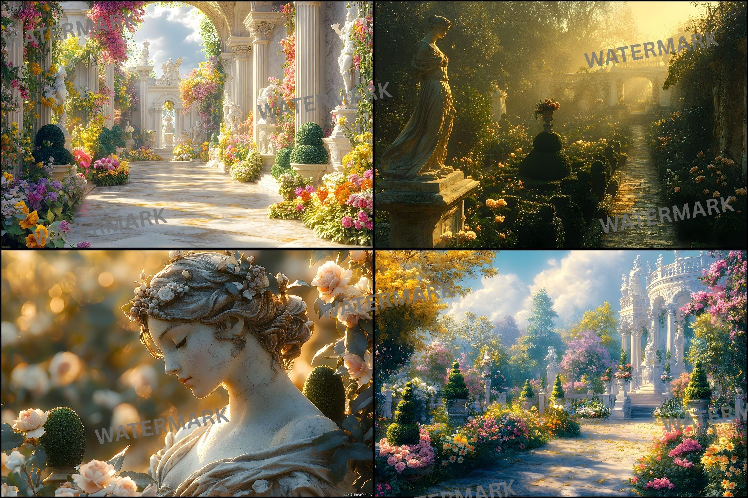 Lush Baroque Garden Digital Backdrop, Topiary Background for ...