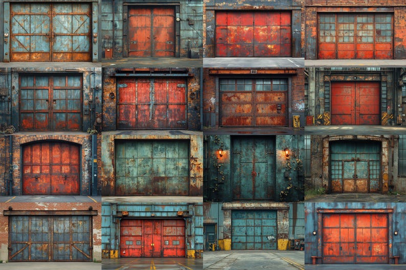 Industrial Warehouse Digital Backdrops, Rusty Metal Door, Urban Grunge ...