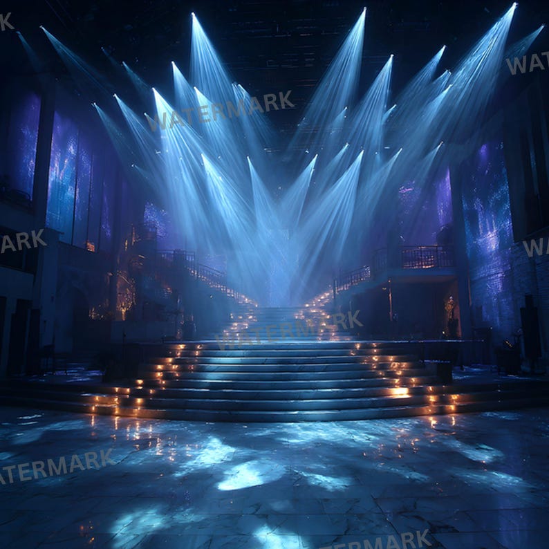 Blue Kpop Stage Digital Backdrop, Concert Background for Photography ...