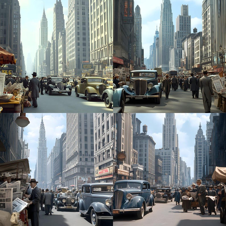 1930s NYC Backdrop Vintage Cars, Digital Background for Photography ...
