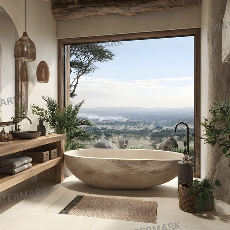 Luxury Bathroom Digital Backdrop, Modern Spa Background, Elegant ...