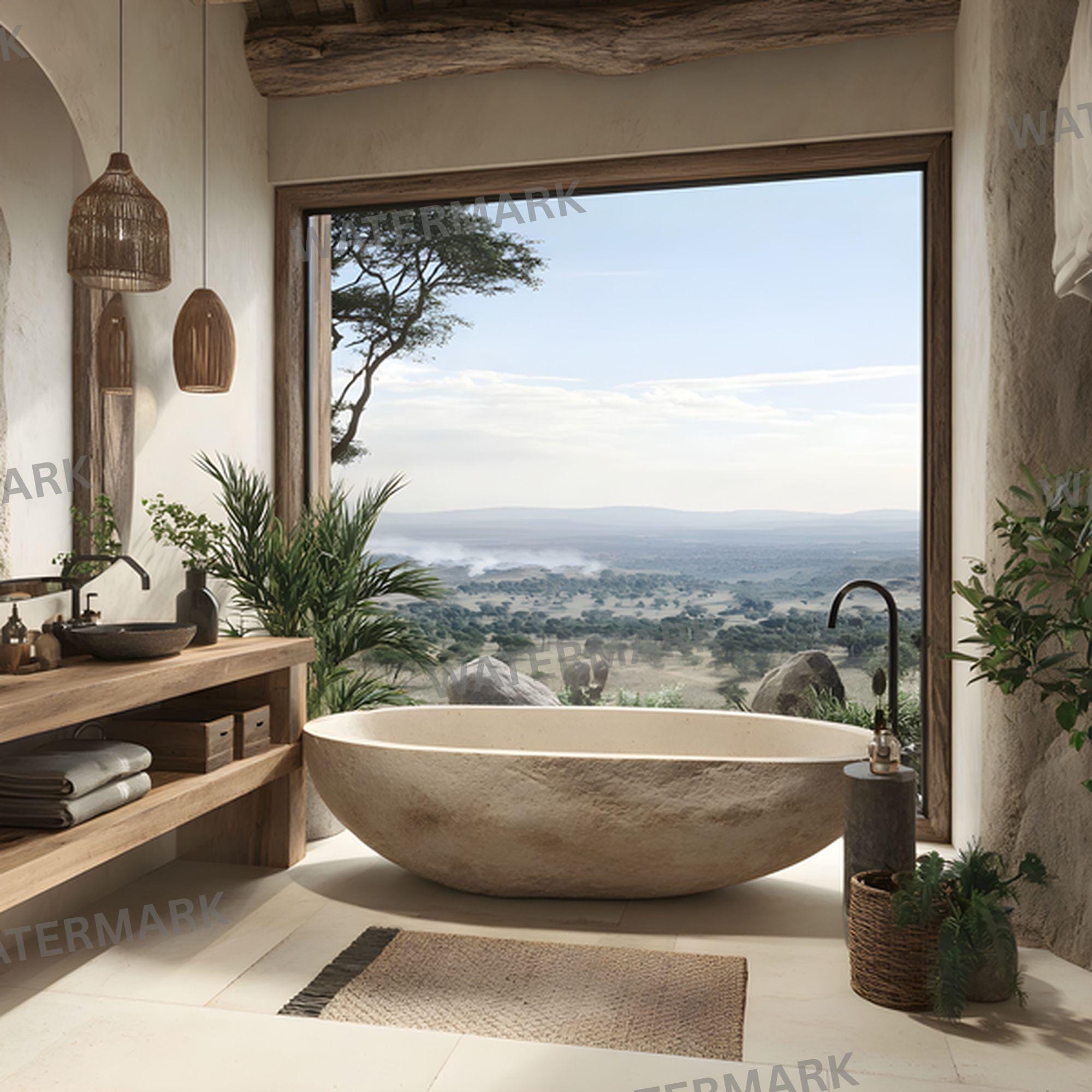 Luxury Bathroom Digital Backdrop, Modern Spa Background, Elegant ...