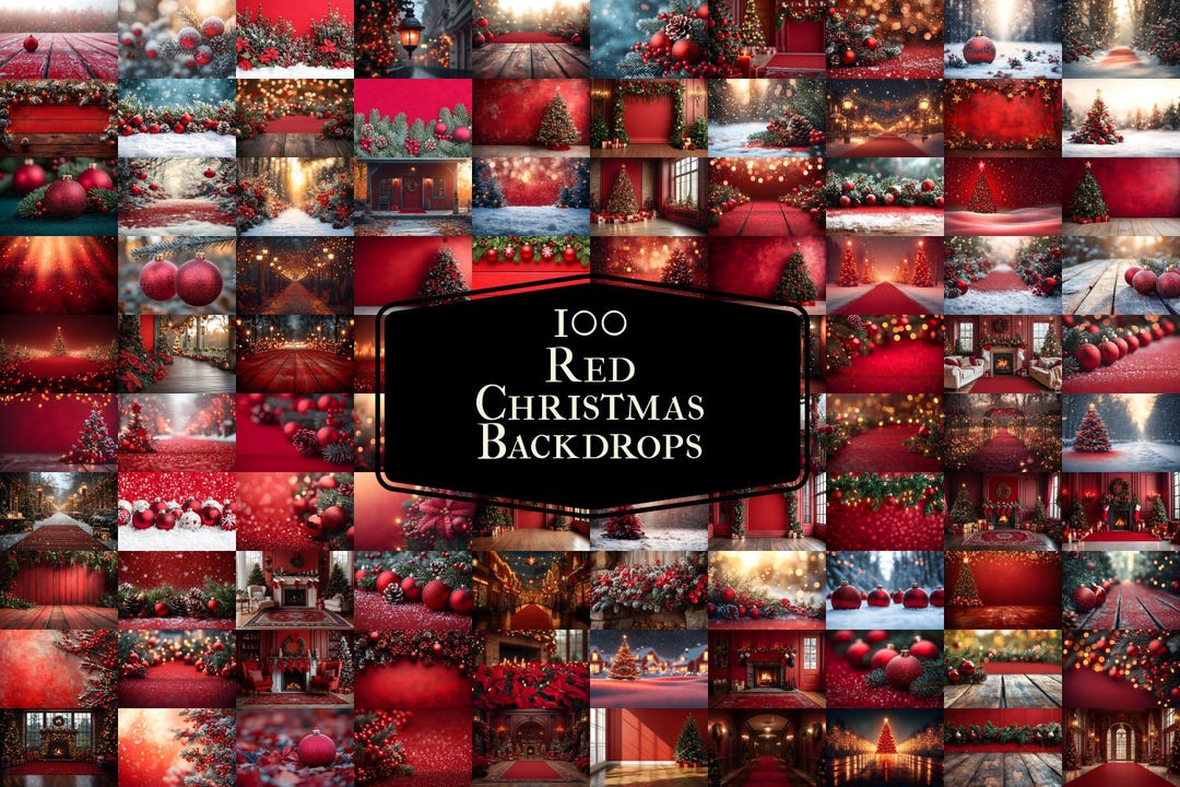 100 Red Christmas Backdrops Bundle | Intense Festive Photo Composite ...