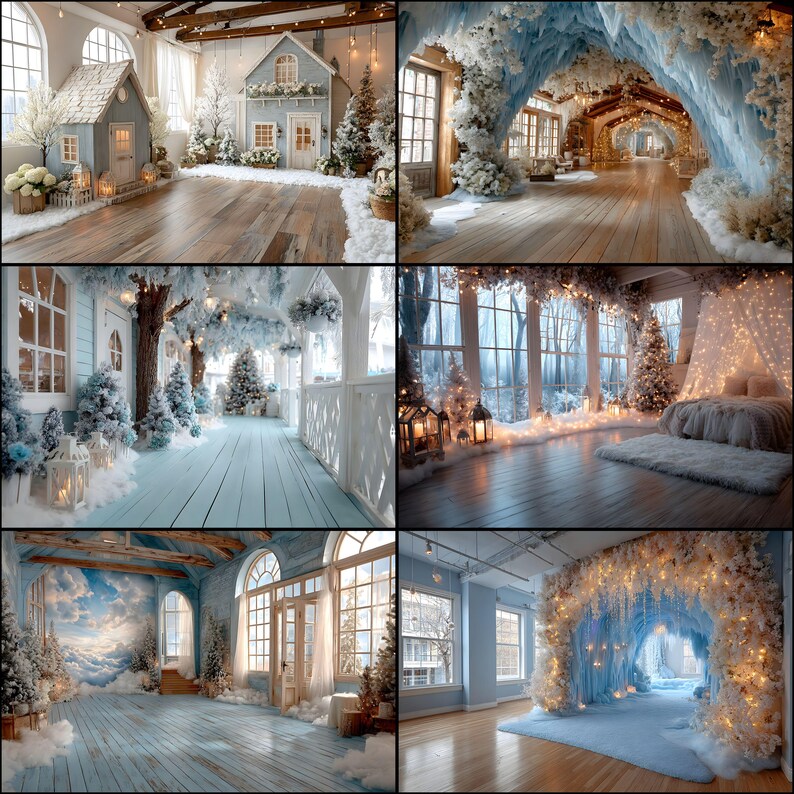 Winter Wonderland Digital Backdrop, Indoor Christmas Background ...