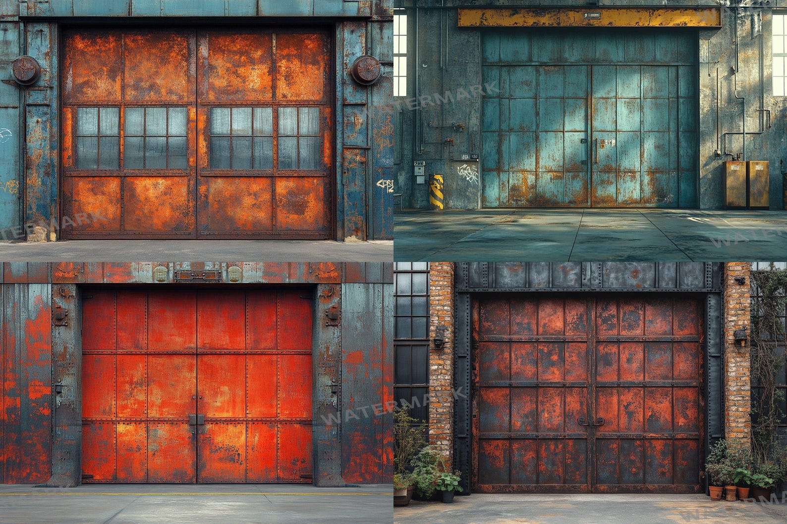 Industrial Warehouse Digital Backdrops, Rusty Metal Door, Urban Grunge ...