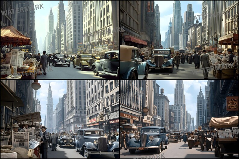 1930s NYC Backdrop Vintage Cars, Digital Background for Photography ...
