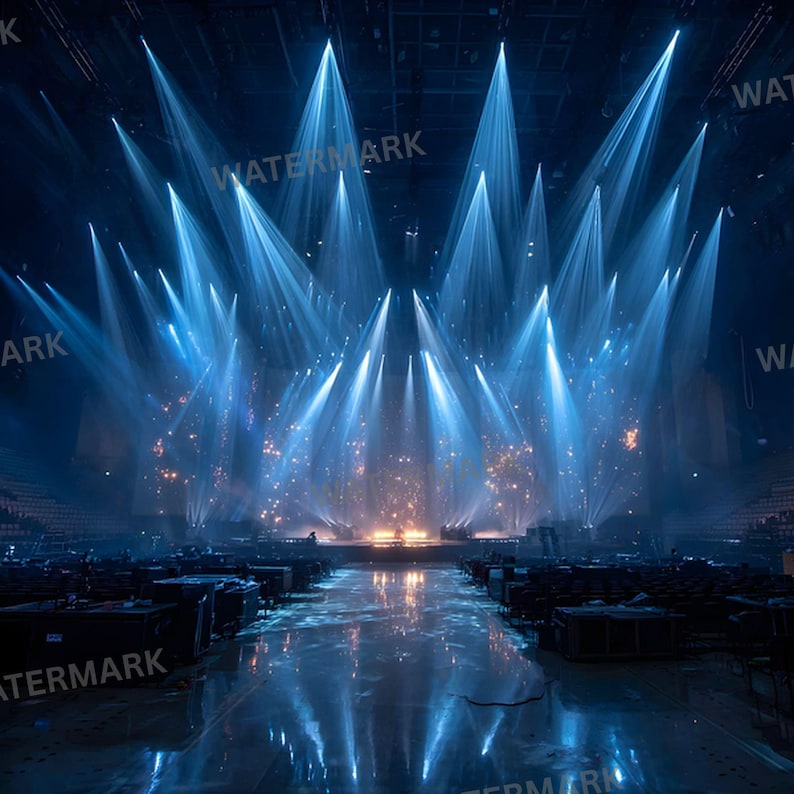 Blue Kpop Stage Digital Backdrop, Concert Background for Photography ...