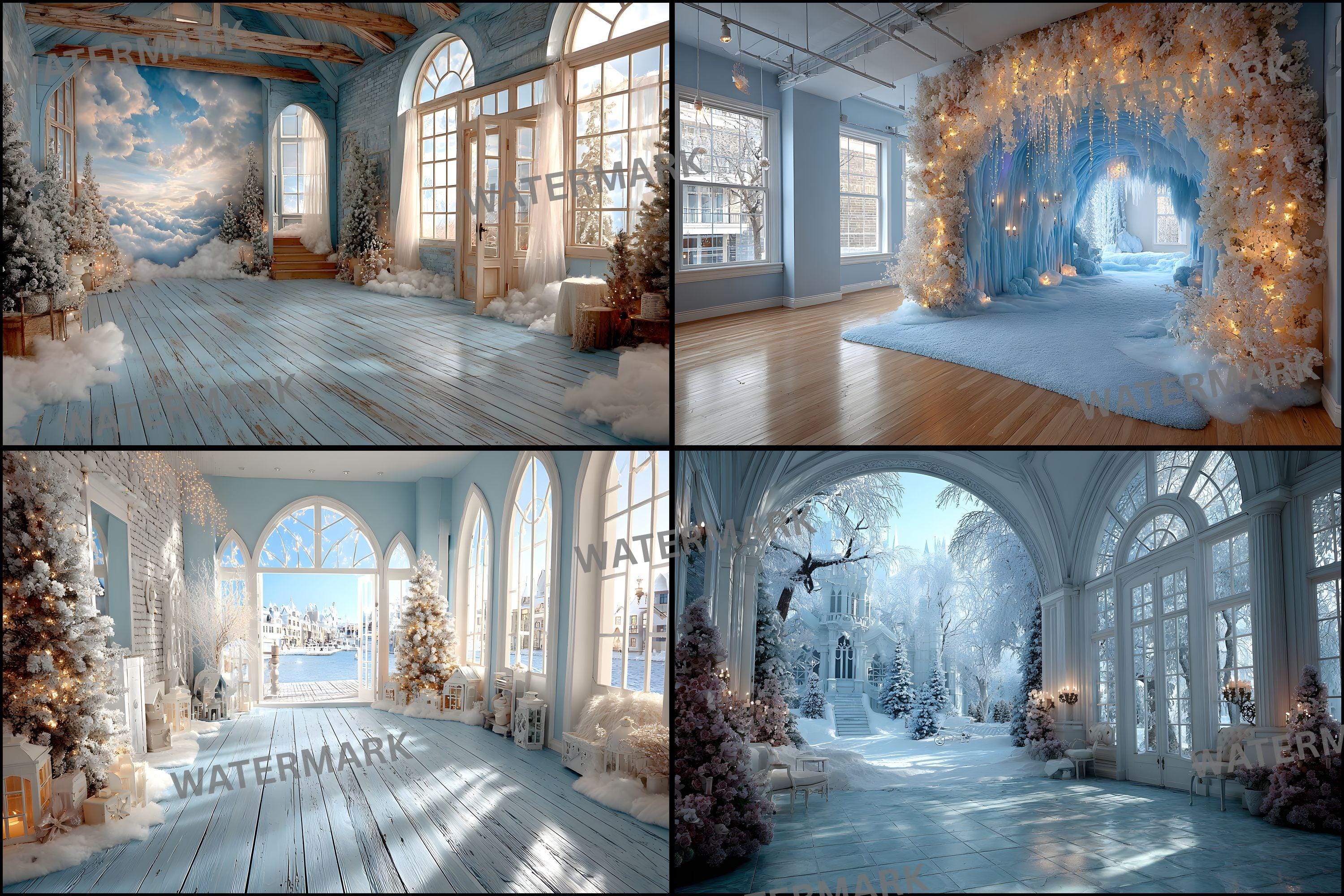 Winter Wonderland Digital Backdrop, Indoor Christmas Background ...