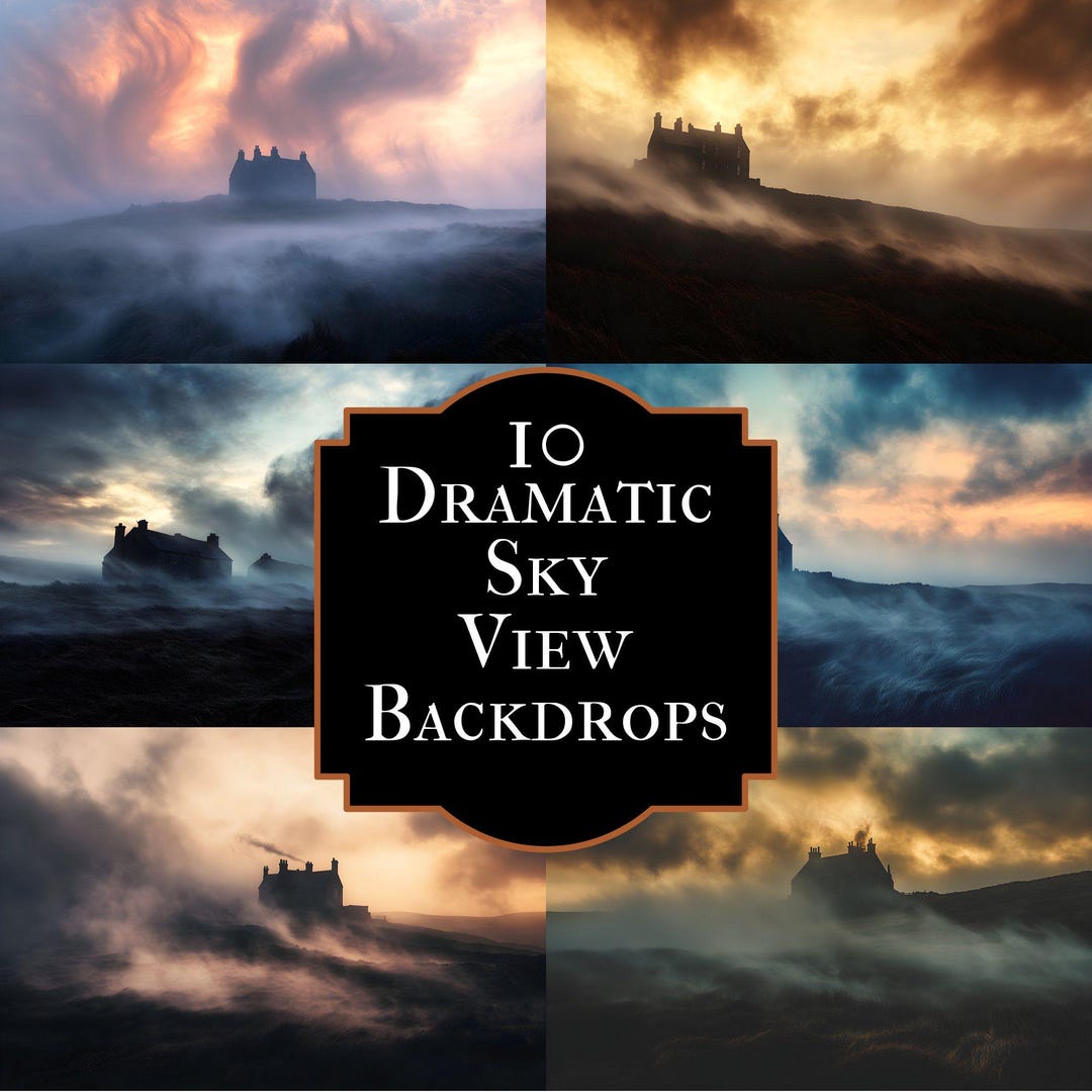 Dramatic Sky Digital Backdrop Bundle, Photography Backgrounds ...