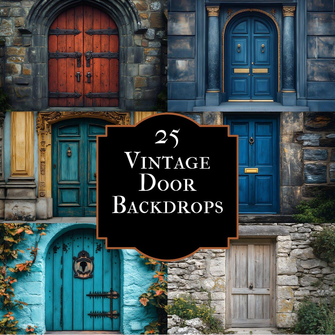 Vintage Door Photography Backdrop Set, Antique Doorway Digital ...