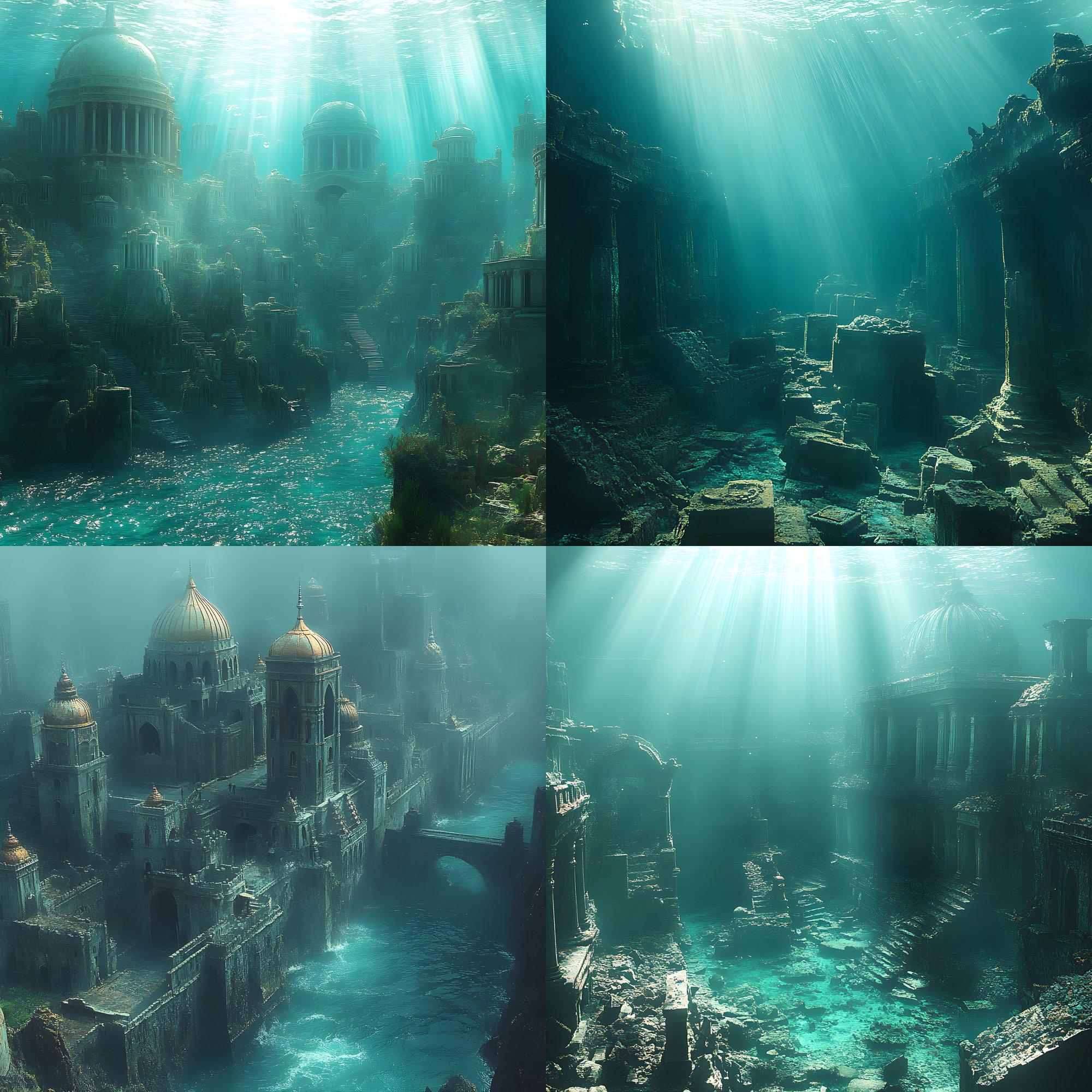 Atlantis Digital Backdrop, Underwater Fantasy Background, Mythical City ...