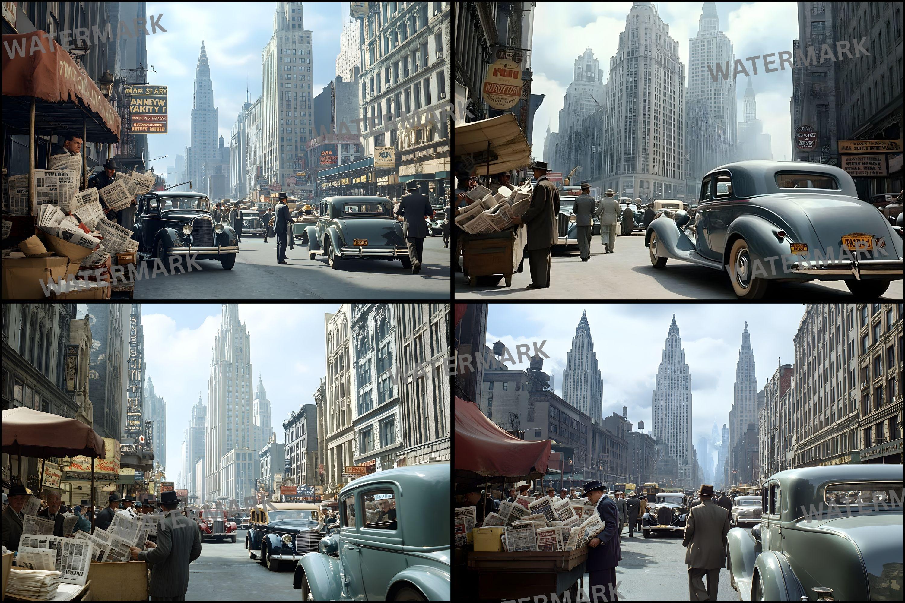1930s NYC Backdrop Vintage Cars, Digital Background for Photography ...
