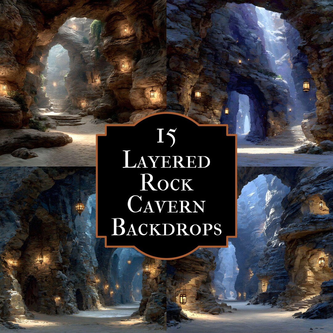 Rock Cavern Digital Backdrop, Fantasy Cave Photography Background ...