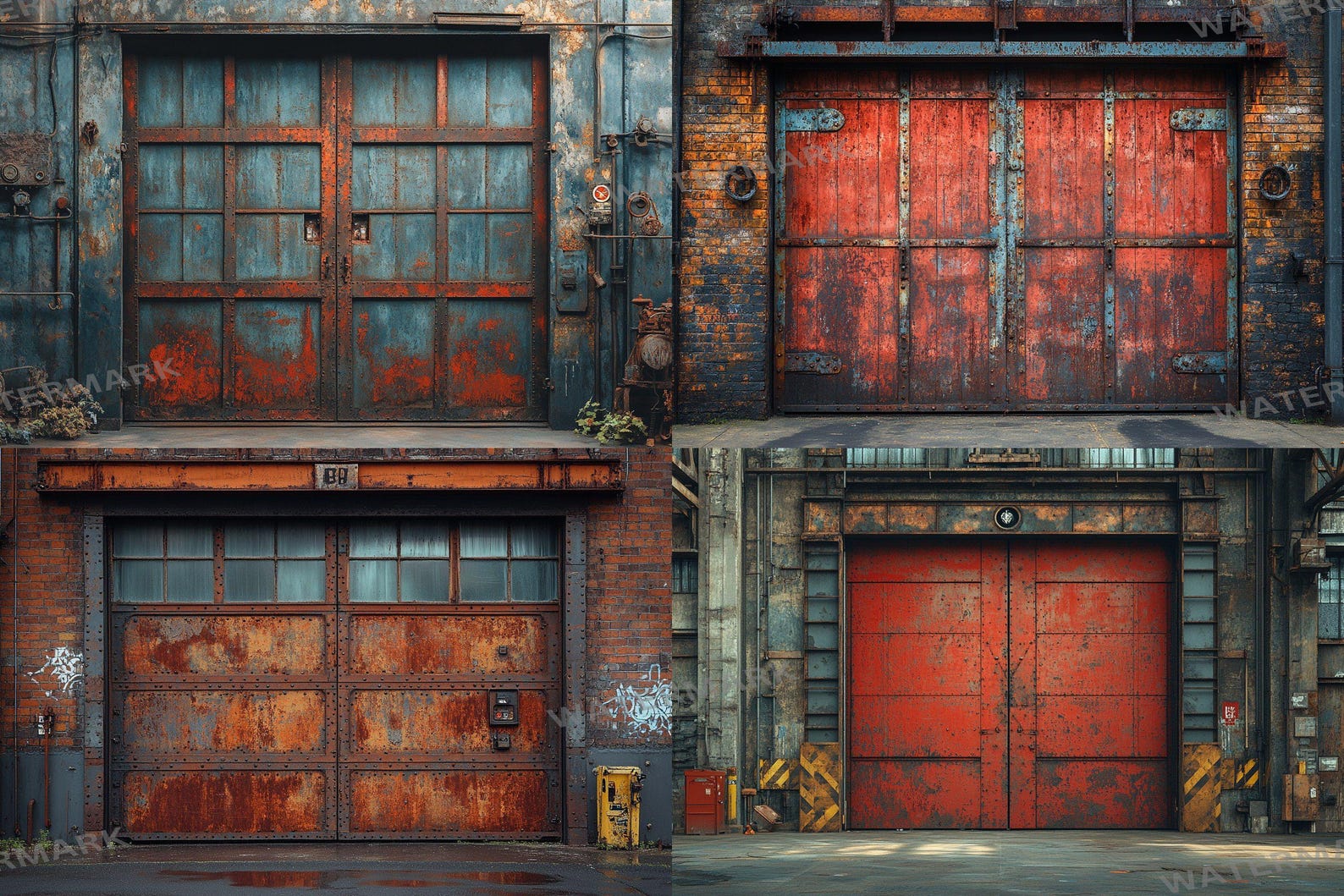 Industrial Warehouse Digital Backdrops, Rusty Metal Door, Urban Grunge ...