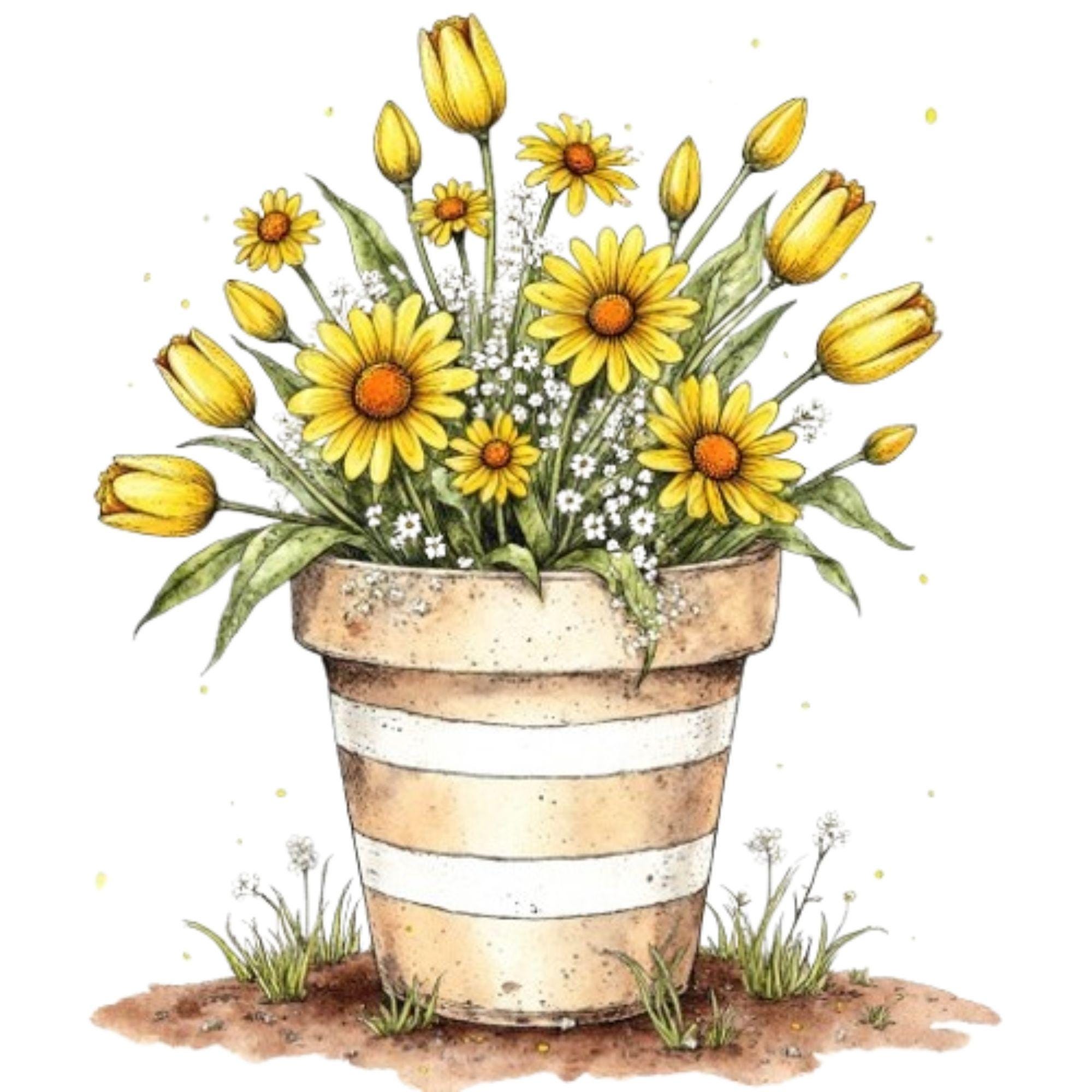 Yellow Spring Flowers Clipart, Floral Graphics (digital Download) - Etsy