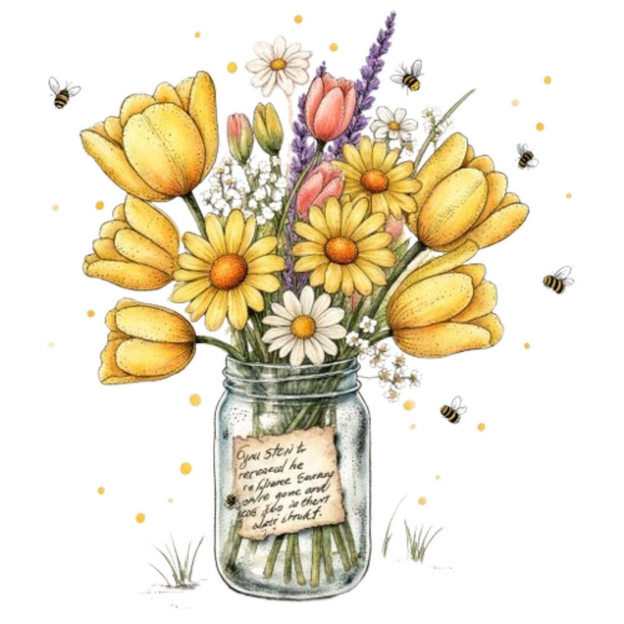 Yellow Spring Flowers Clipart, Floral Graphics (digital Download) - Etsy