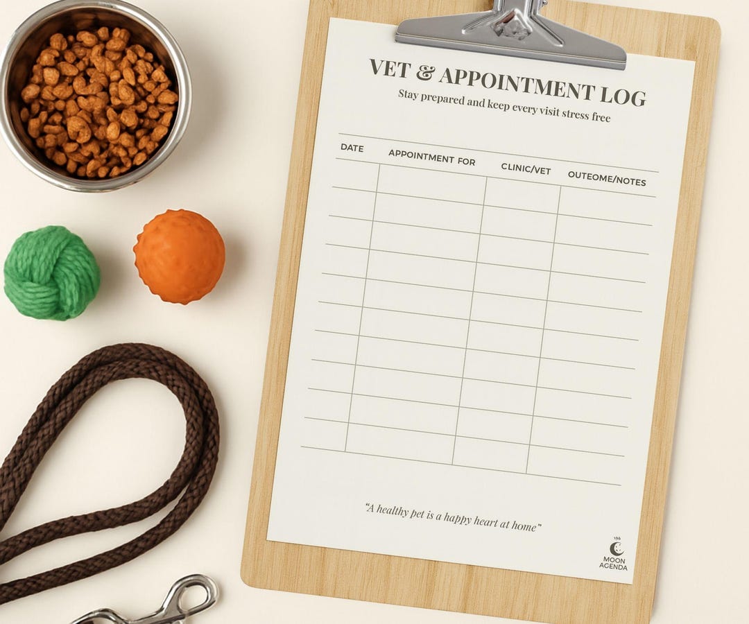 Pet Vet Visit Log: Printable Health Record & Appointment Tracker (PDF ...
