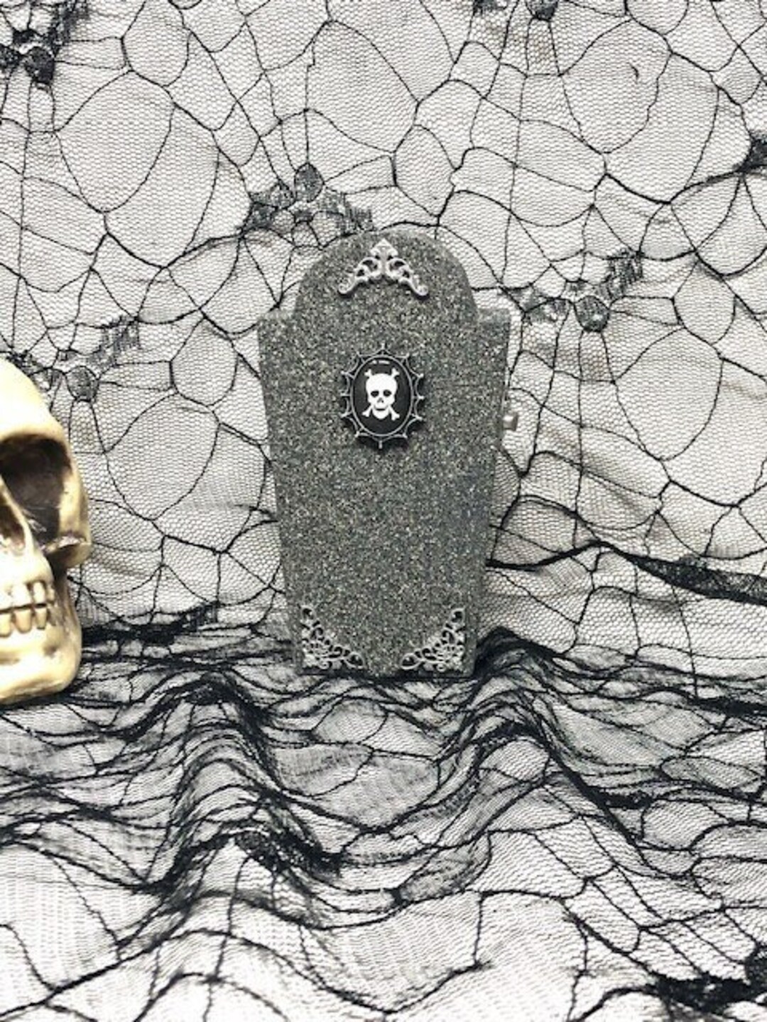Tombstone Skull Gothic Wood Coffin Box / Decorative Goth Jewelry ...