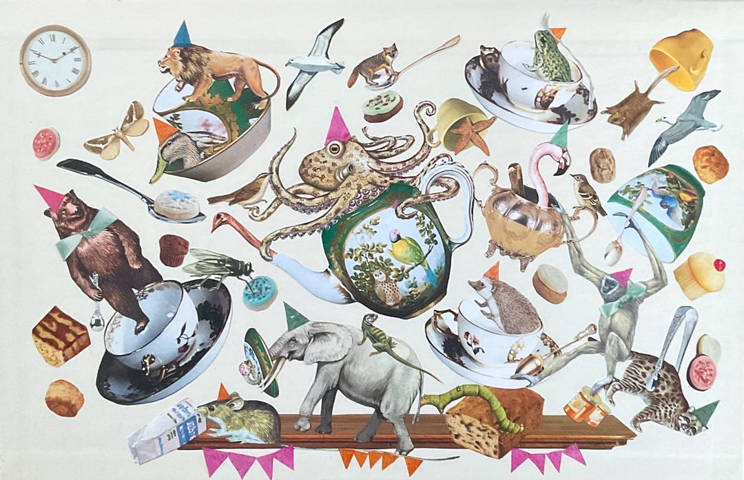 The Tea Party Original Collage Art by Katie Mccann - Etsy