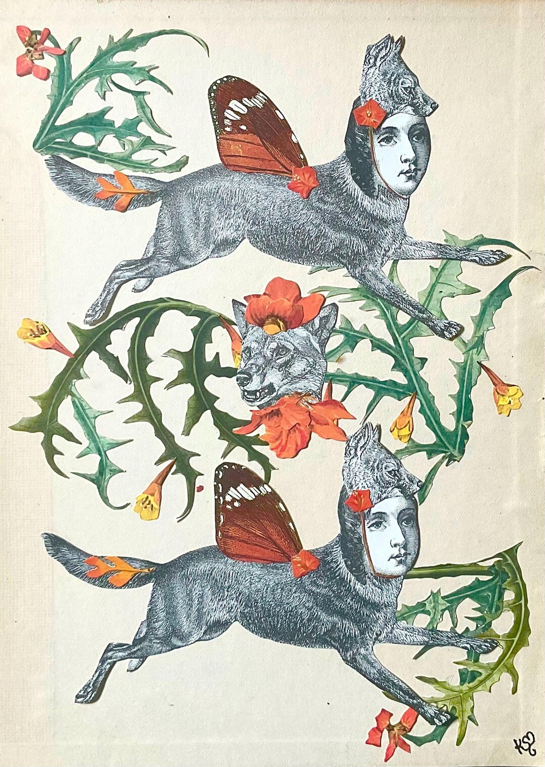 She Wolf Original Collage Art by Katie Mccann - Etsy